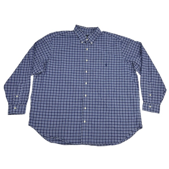 Ralph Lauren | Shirts | Ralph Lauren Shirt Mens 2xb Big Blue Plaid Long ...